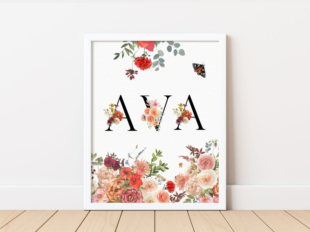 Ava Baby Name | Printable Wall Art | Baby Name Ava | Nursery Wall Art ...