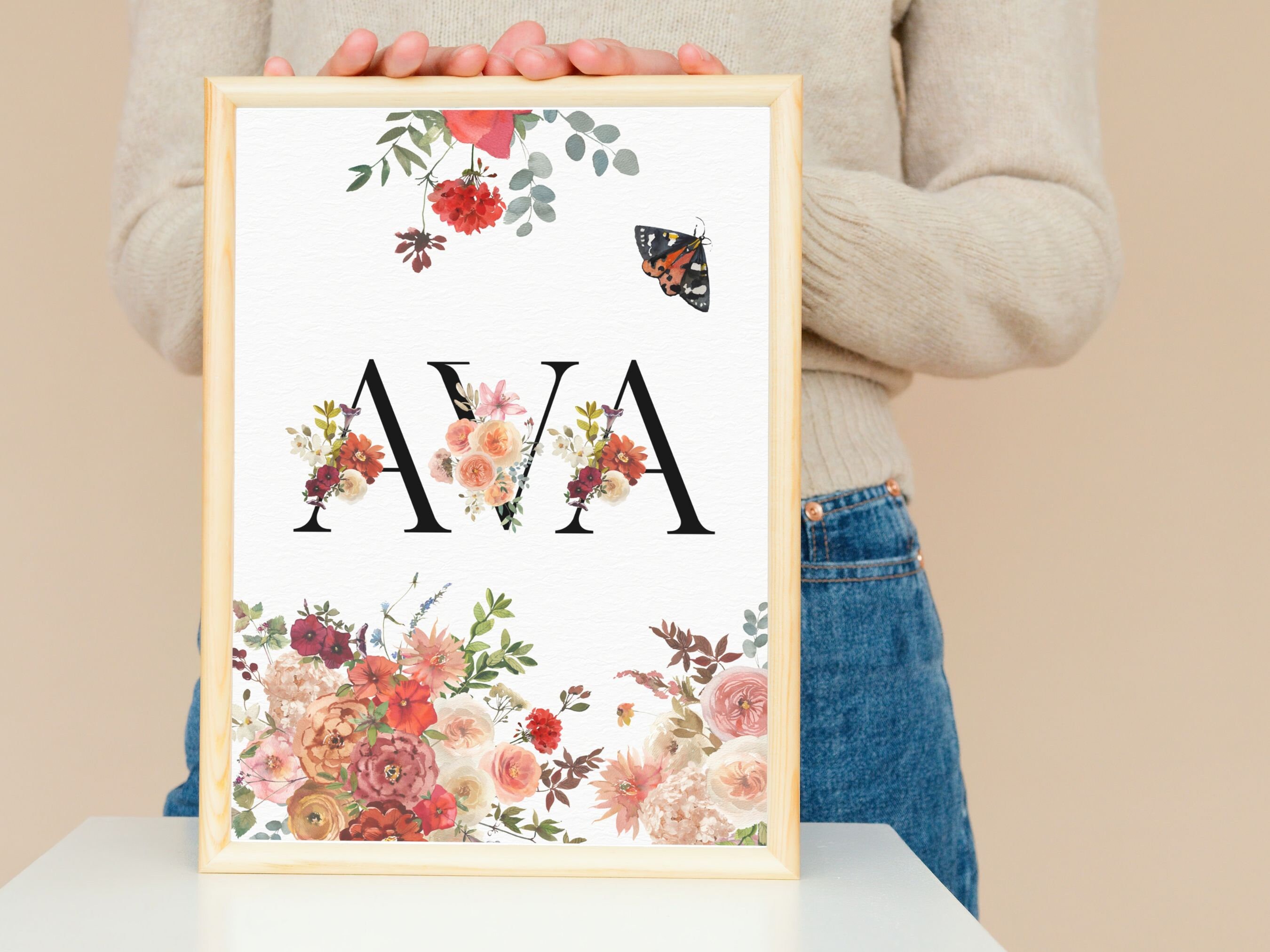 Ava Baby Name Printable Art Printable Wall Art Baby Name - Etsy