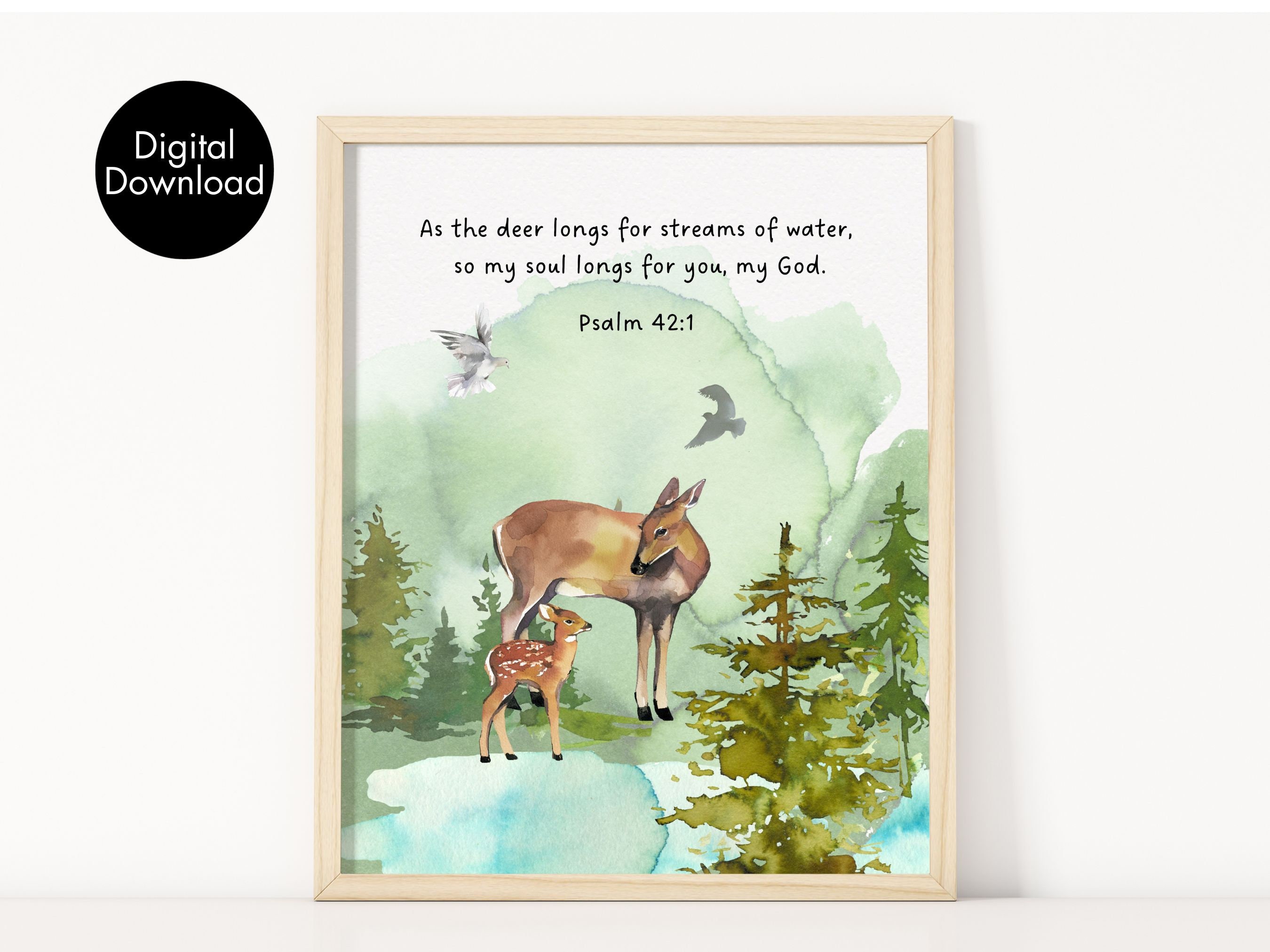 Psalm 42 Printable Wall Art Bible Verse Gospel Verse Print as the Deer ...