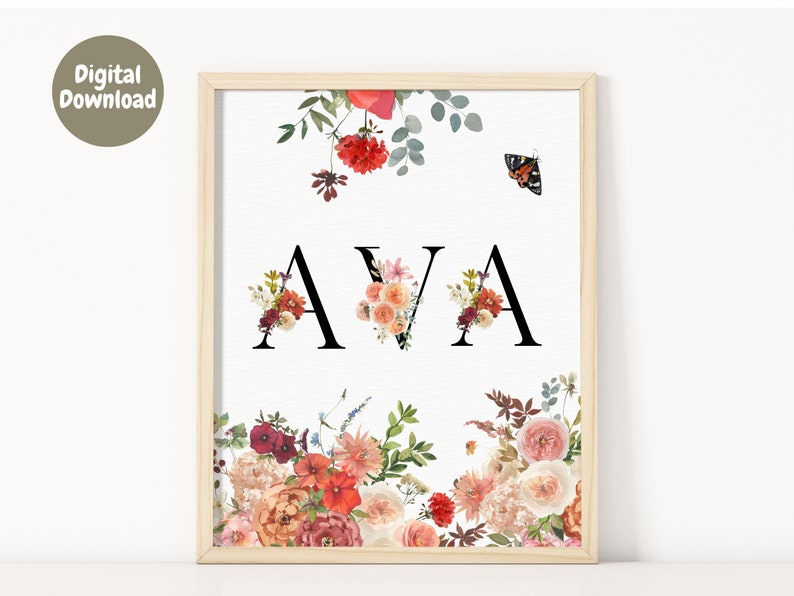 Ava Baby Name | Printable Wall Art | Baby Name Ava | Nursery Wall Art ...