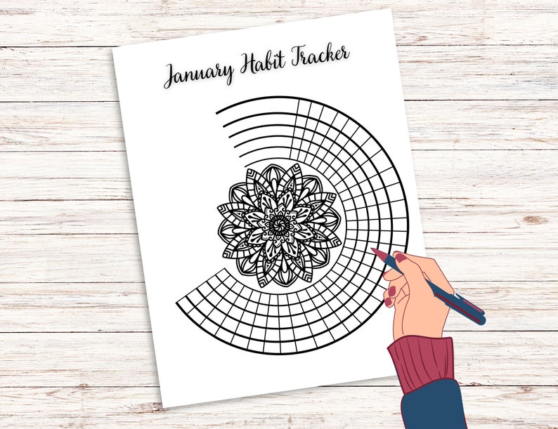 Mandala Circle Habit Tracker Printable PDF - Etsy