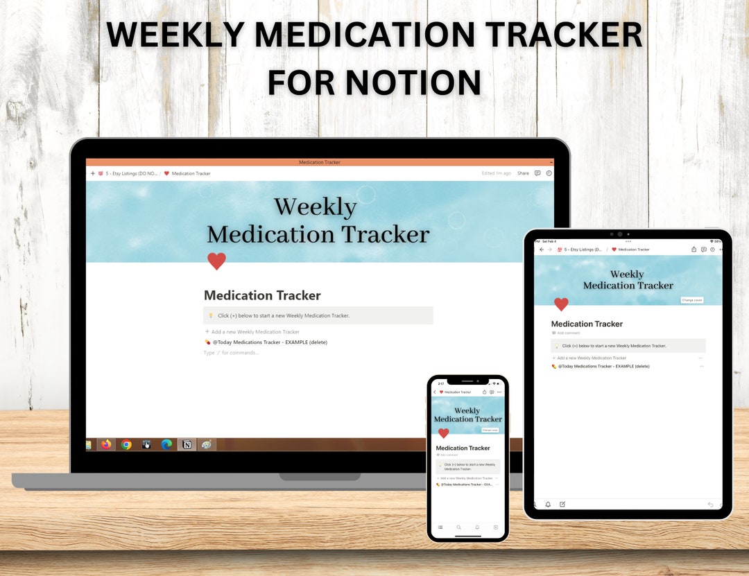 Medication Tracker Template for Notion - Etsy