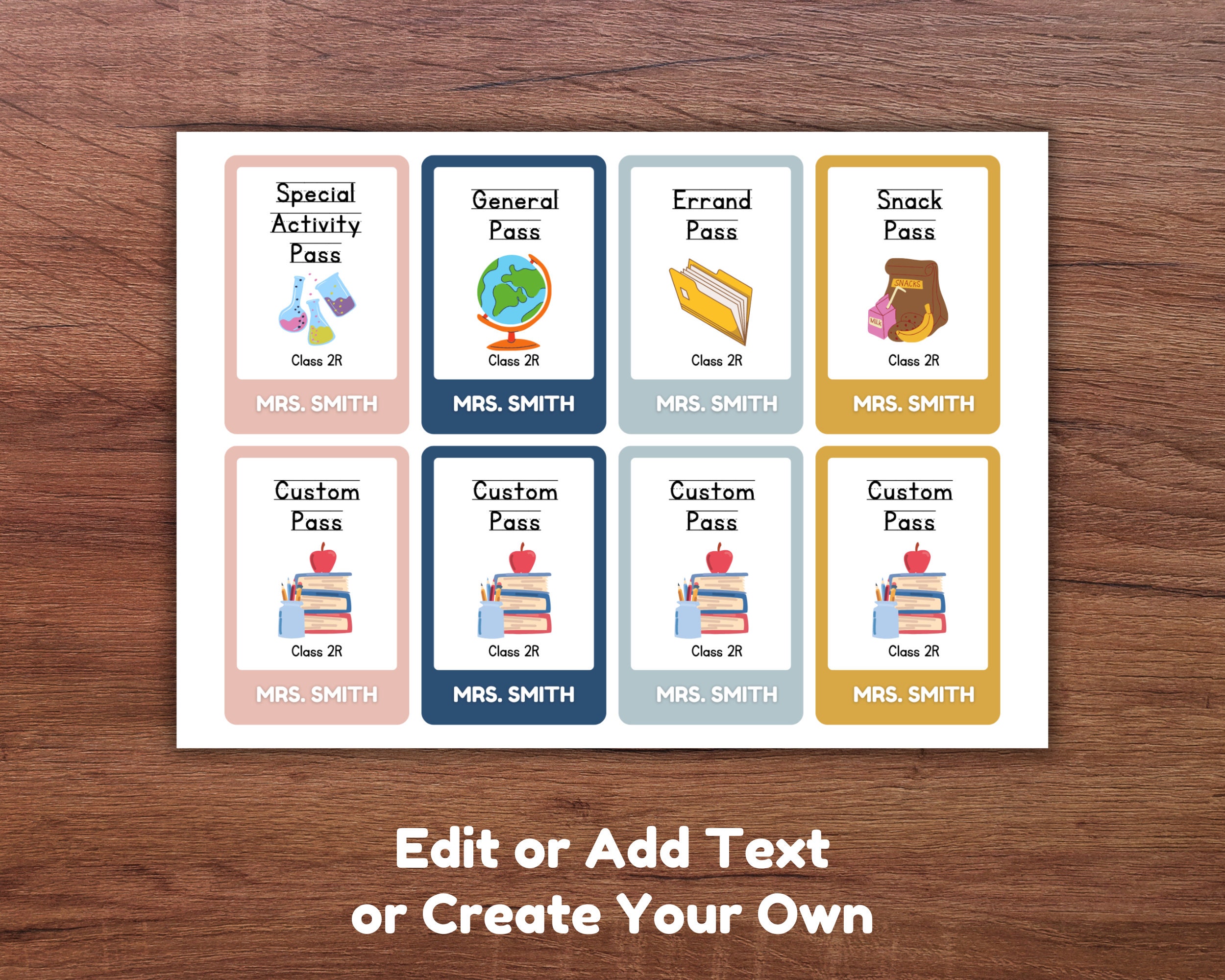 Customizable Classroom Hall Passes Printable PDF - Etsy