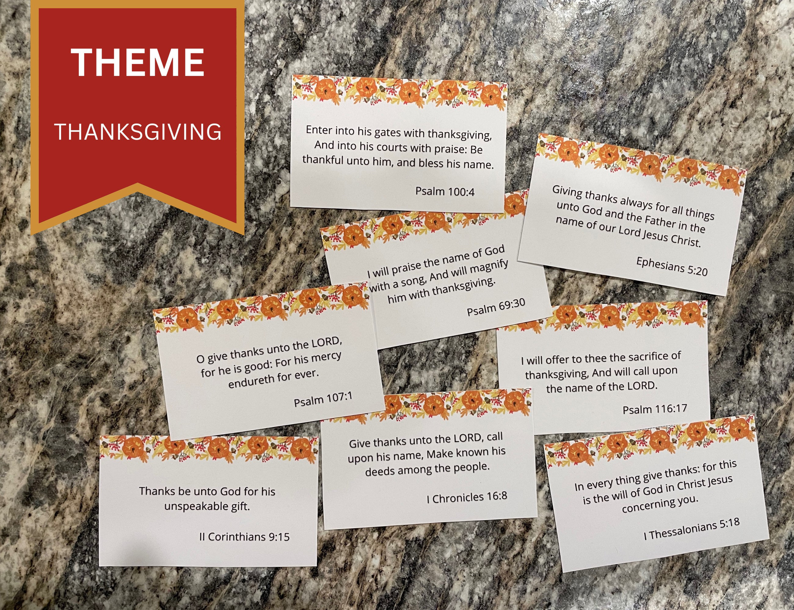 Mini Scripture Cards Printable PDF Thanksgiving Theme - Etsy