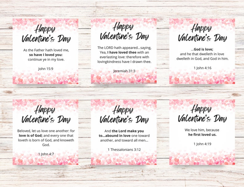 Scripture Valentines Cards Printable PDF - Etsy
