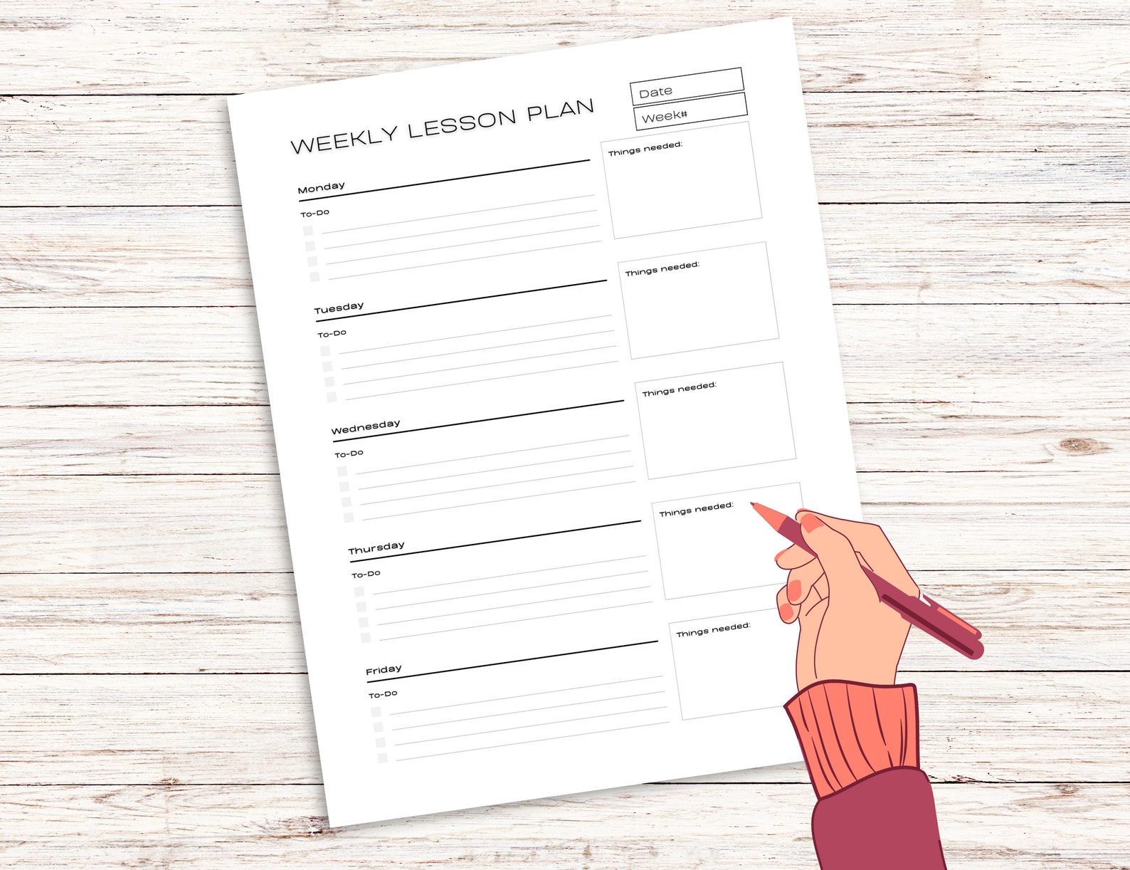 Homeschool Weekly Lesson Plan Printable PDF - Etsy