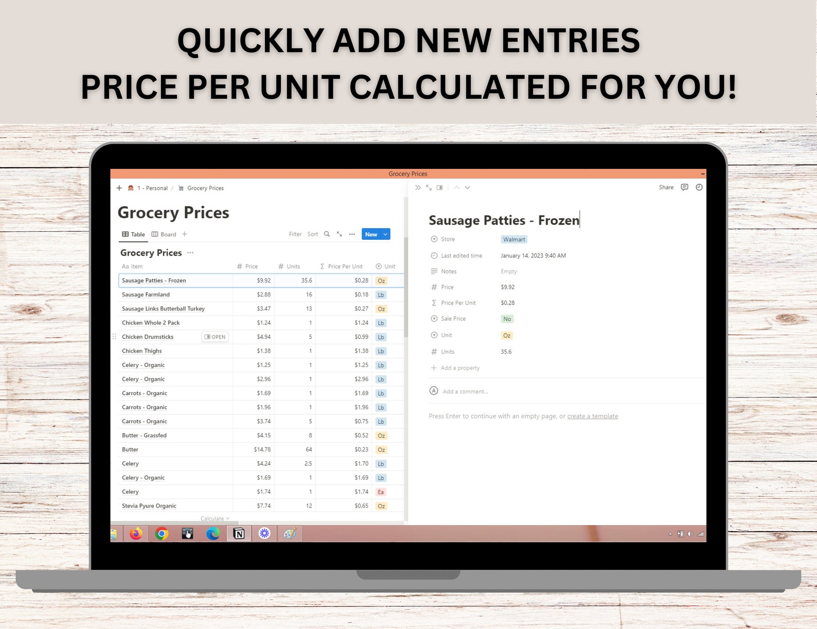Grocery Prices Tracker Template for Notion - Etsy