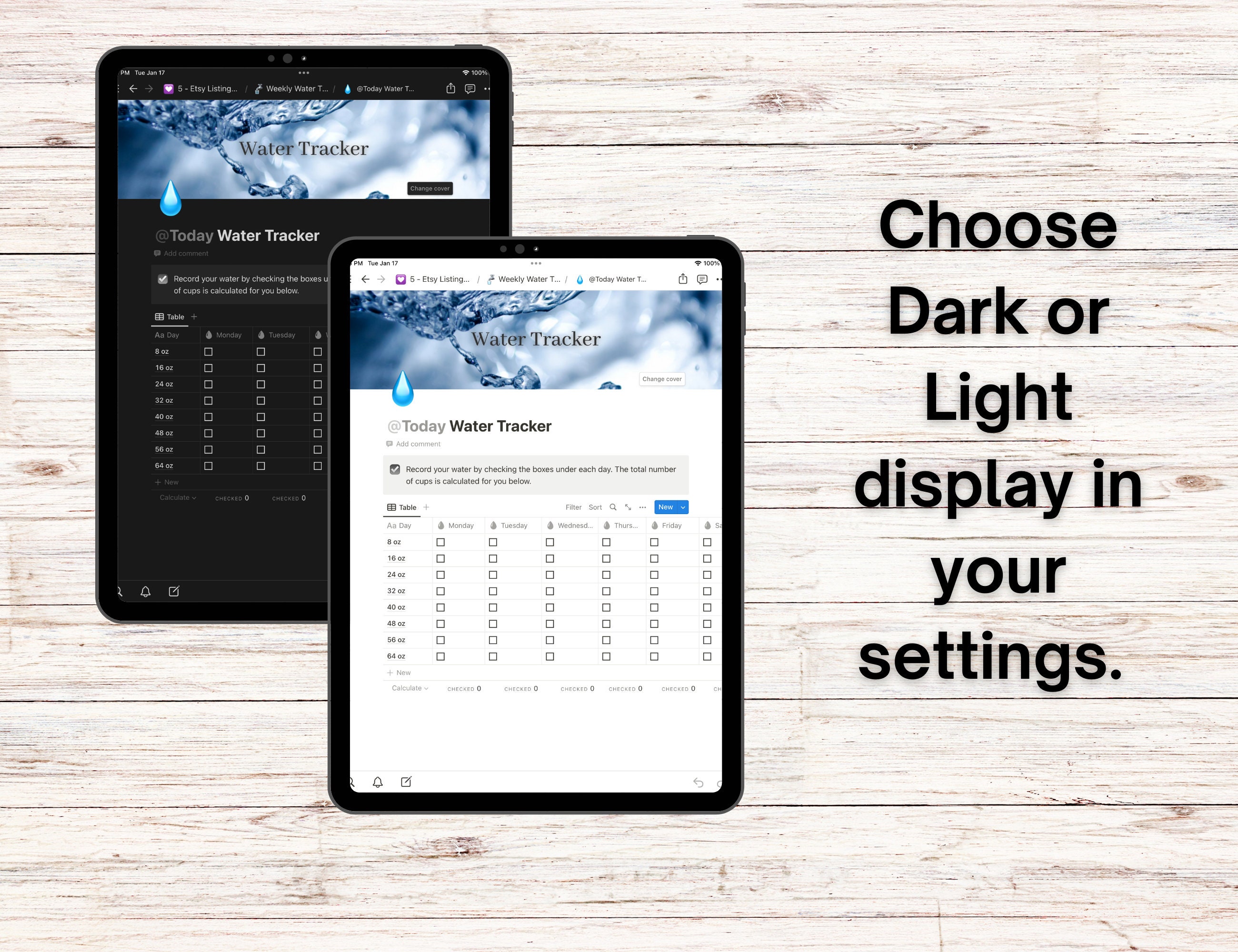 Weekly Water Tracker Template for Notion - Etsy