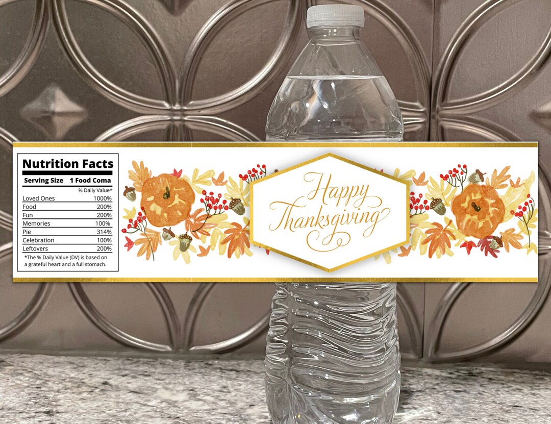 Thanksgiving Water Bottle Labels Printable Instant Download ...
