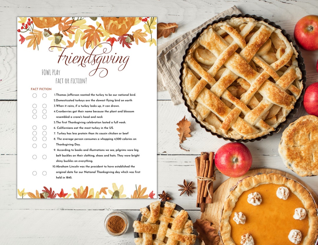 Friendsgiving Fowl Play Fact or Fiction Trivia Game Game Printable PDF ...