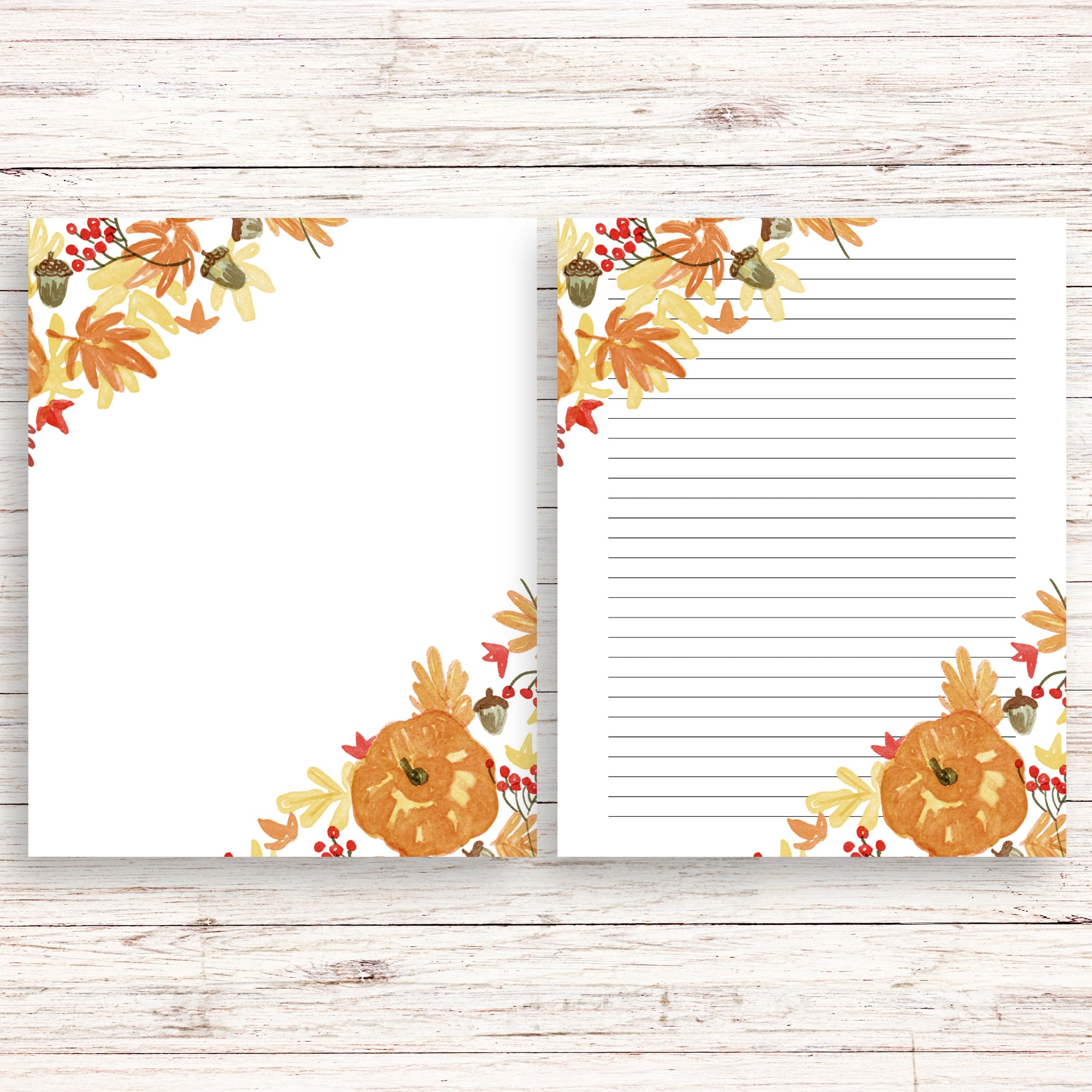 Fall Pumpkins Stationery Printable PDF - Etsy