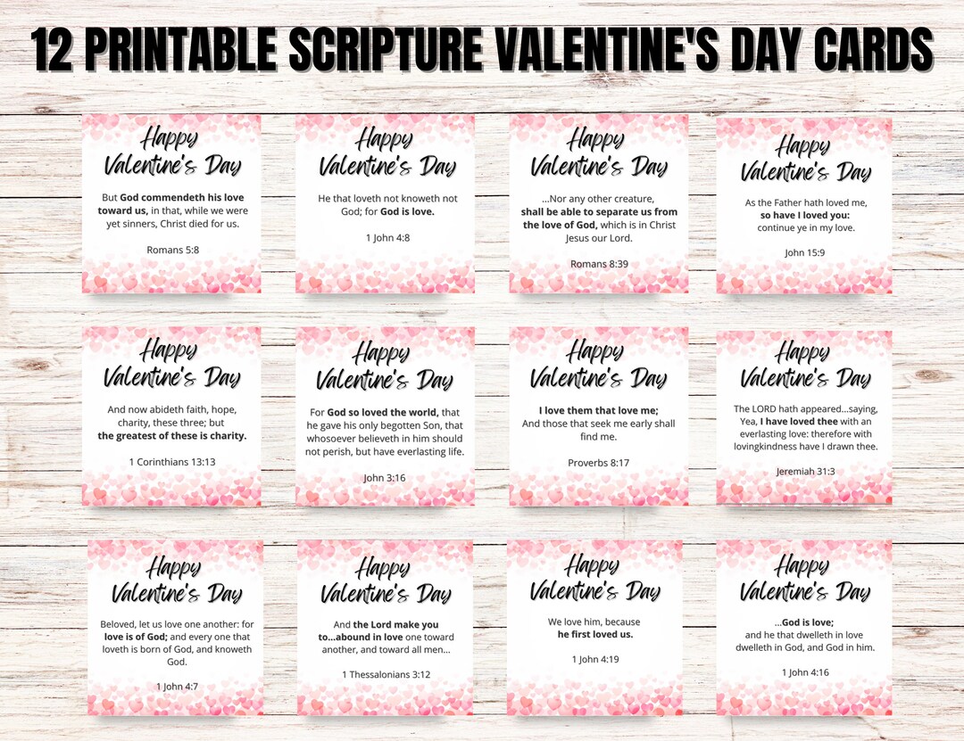 Scripture Valentines Cards Printable PDF - Etsy