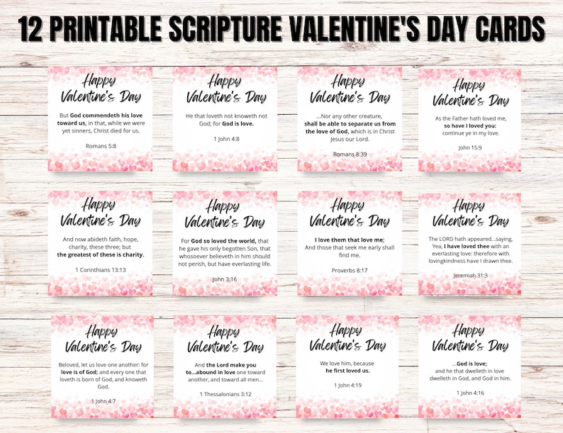 Scripture Valentines Cards Printable PDF - Etsy
