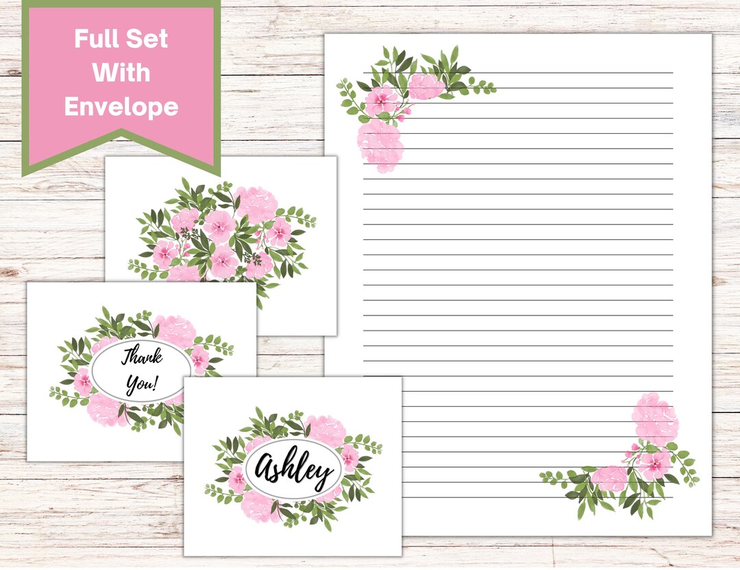 Pink Roses Stationery Set Printable PDF - Etsy