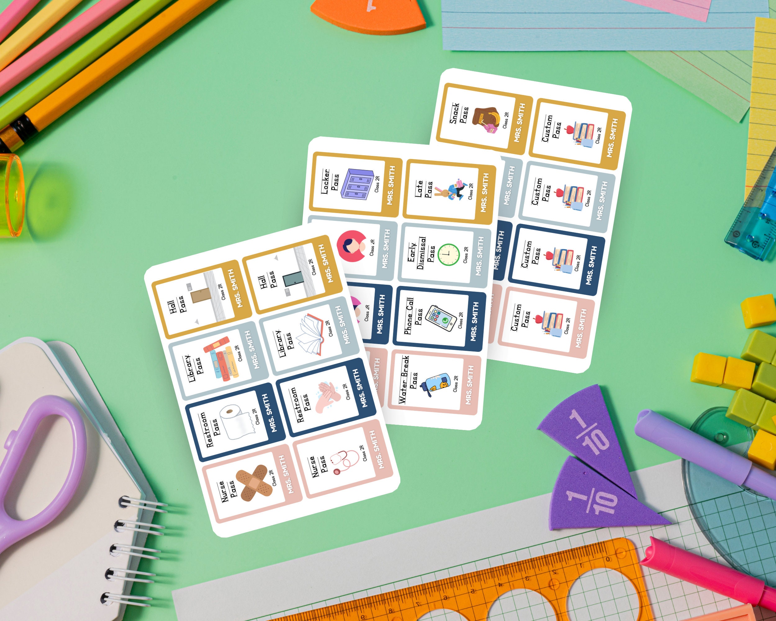 Customizable Classroom Hall Passes Printable PDF - Etsy