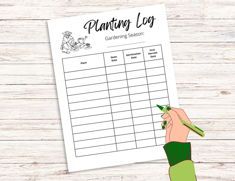 Planting Log Printable PDF Instant Download - Etsy