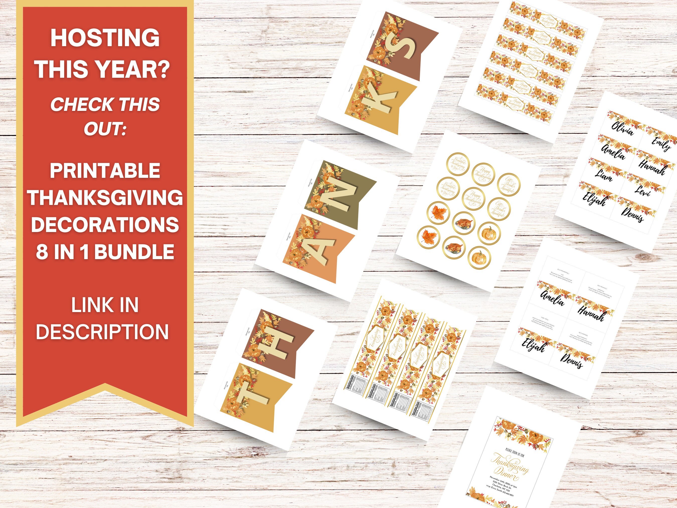 Thanksgiving Water Bottle Labels Printable Instant Download ...