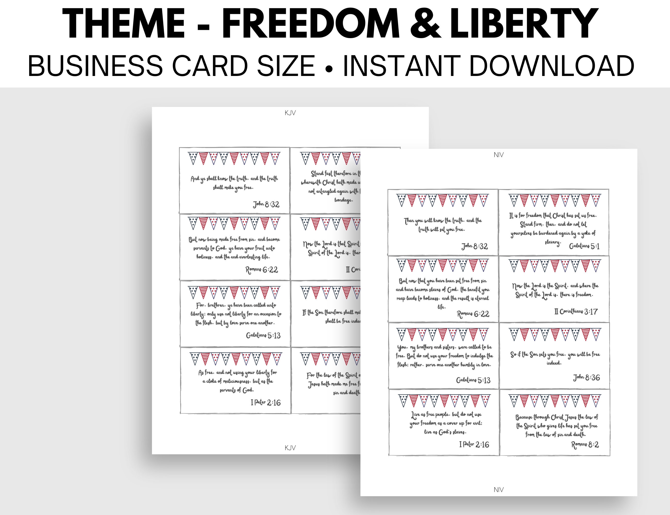 Mini Scripture Cards Printable PDF Freedom & Liberty Theme - Etsy