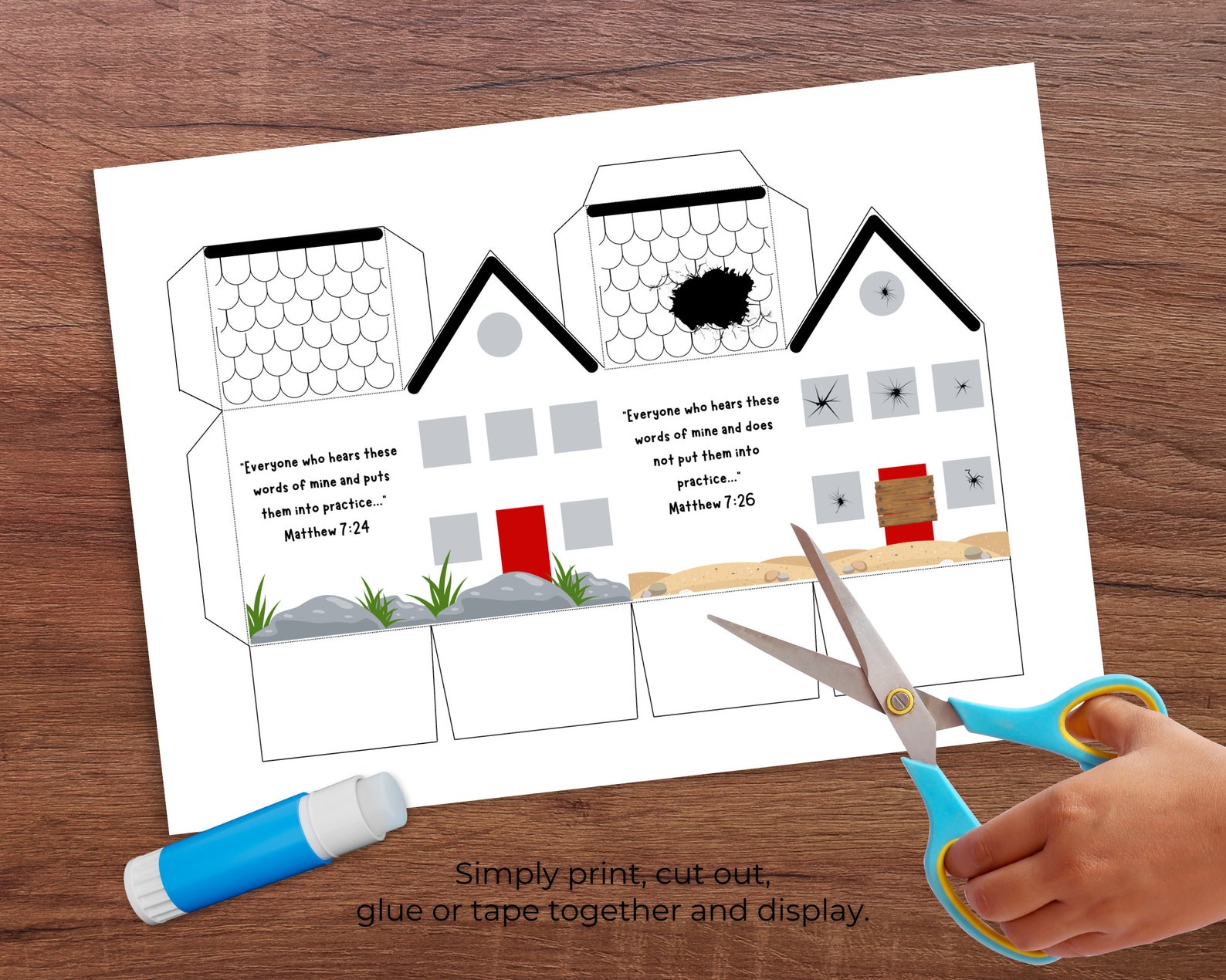 Build Your House on the Rock Sunday School Craft Printable PDF - Etsy