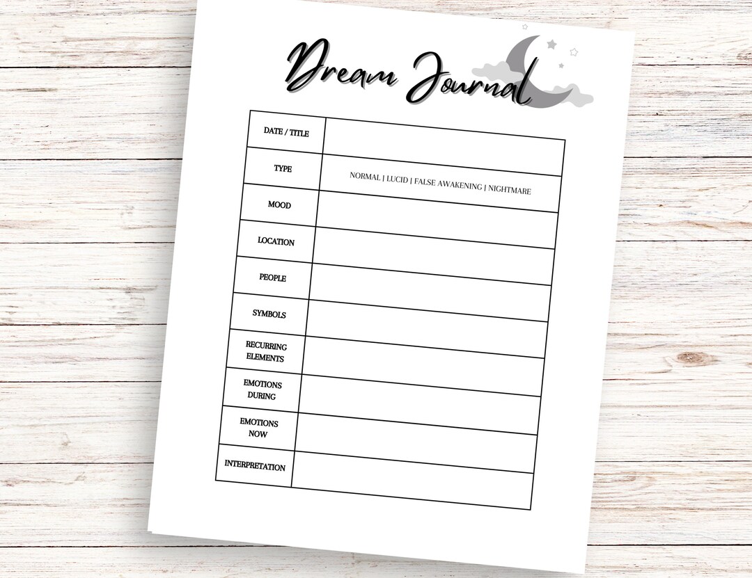 Dream Journal Printable PDF - Etsy UK