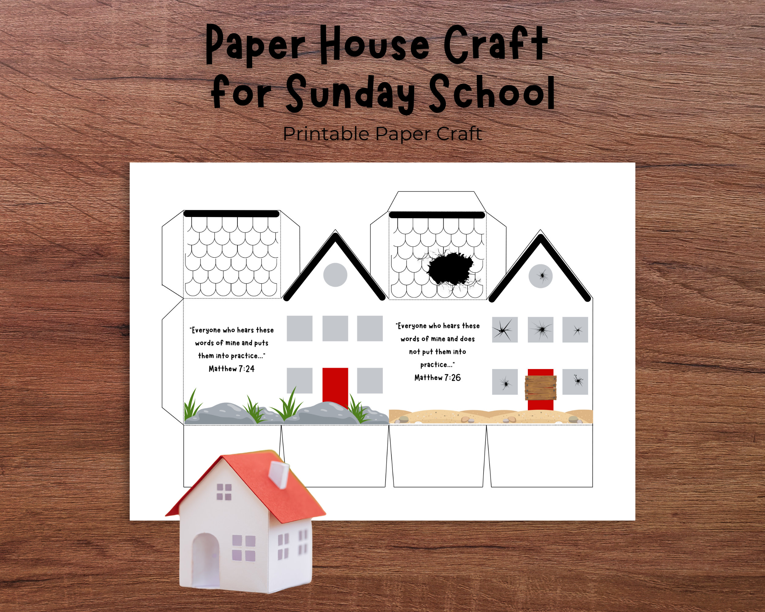 Build Your House on the Rock Sunday School Craft Printable PDF - Etsy