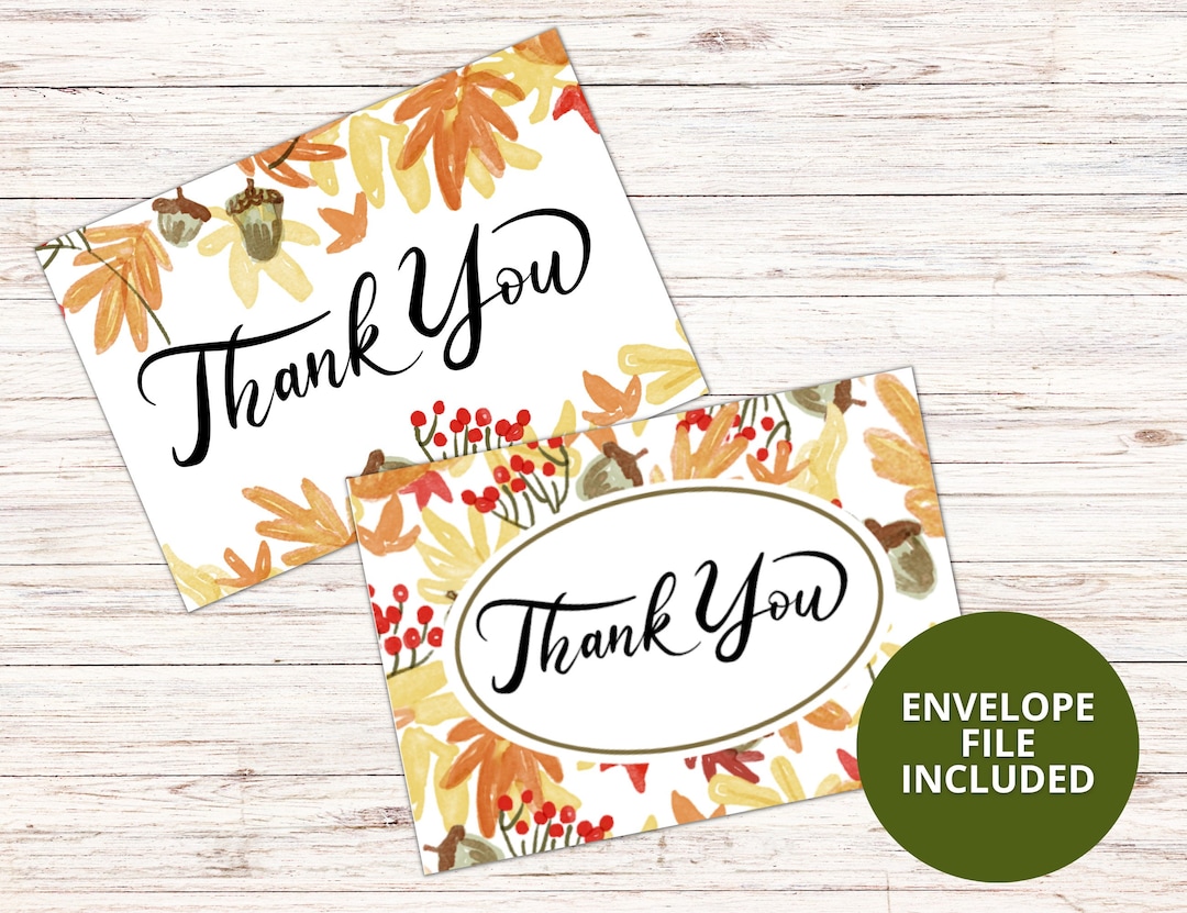 Fall Thank You Card Printable PDF - Etsy