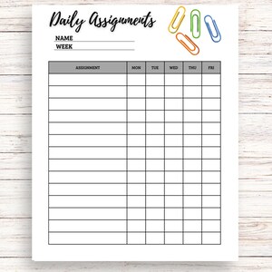 Homeschool Assignments Checklist Printable PDF - Etsy