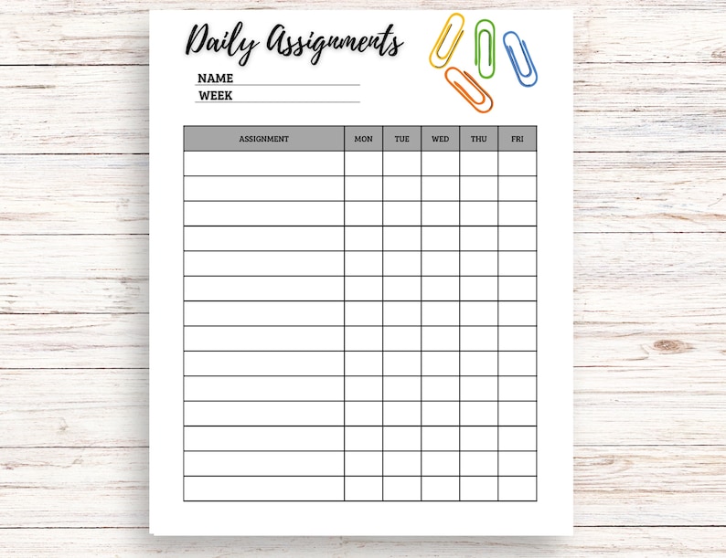 Homeschool Assignments Checklist Printable PDF - Etsy