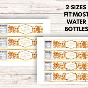 Thanksgiving Water Bottle Labels Printable Instant Download ...