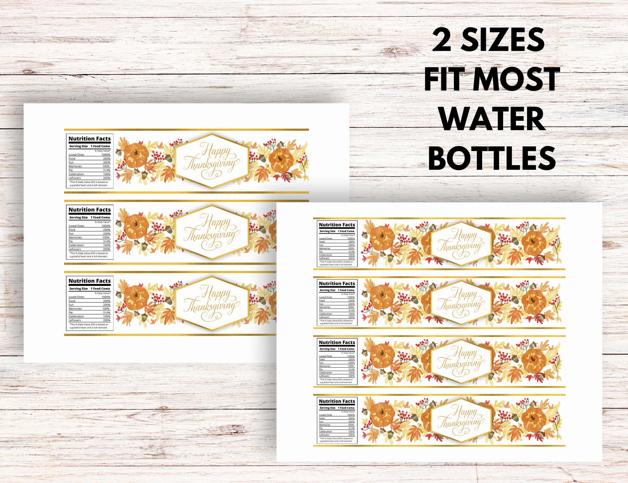 Thanksgiving Water Bottle Labels Printable Instant Download ...