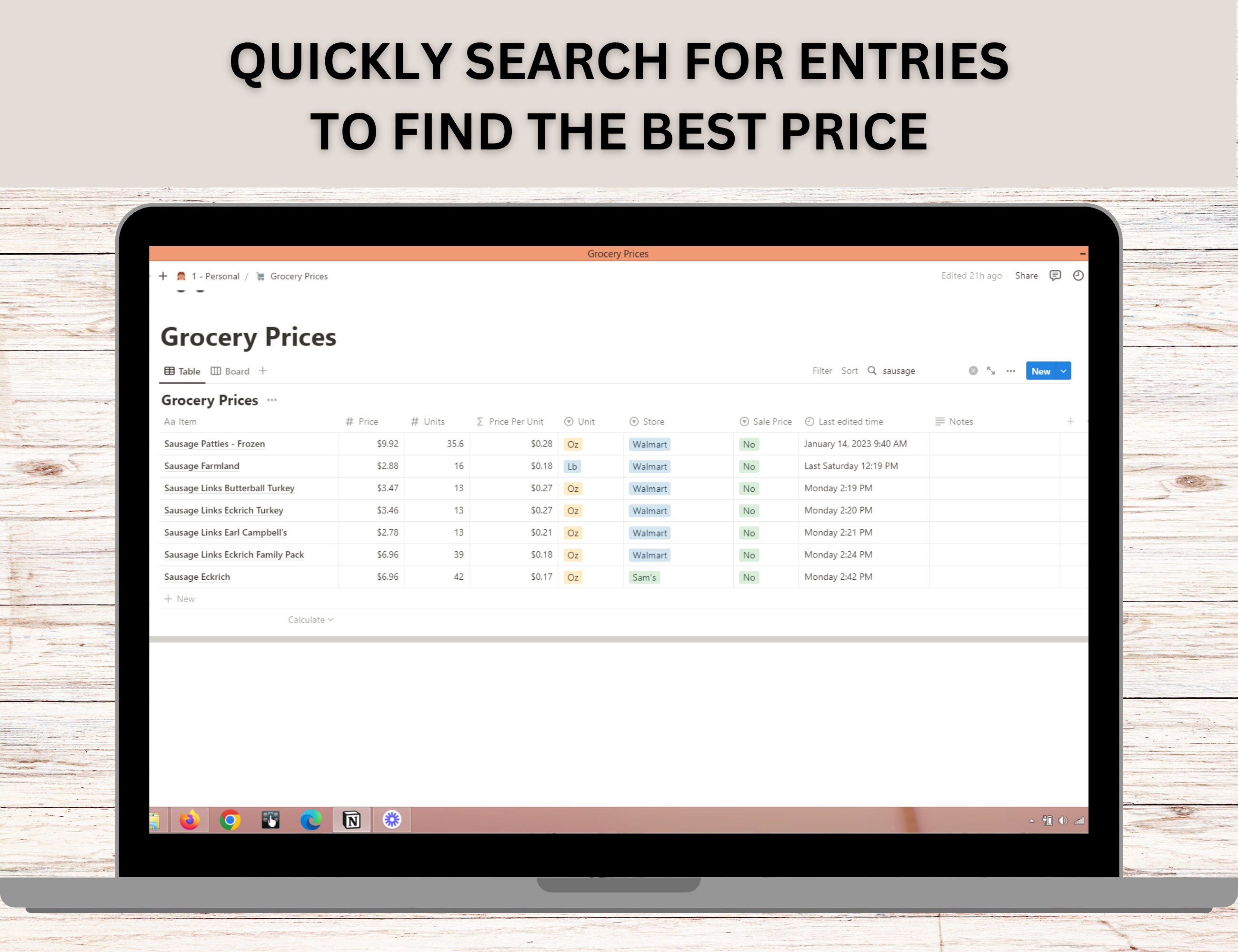 Grocery Prices Tracker Template for Notion - Etsy
