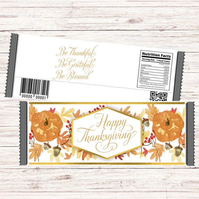 Thanksgiving Candy Bar Wrapper Printable, Instant Download, Friends ...