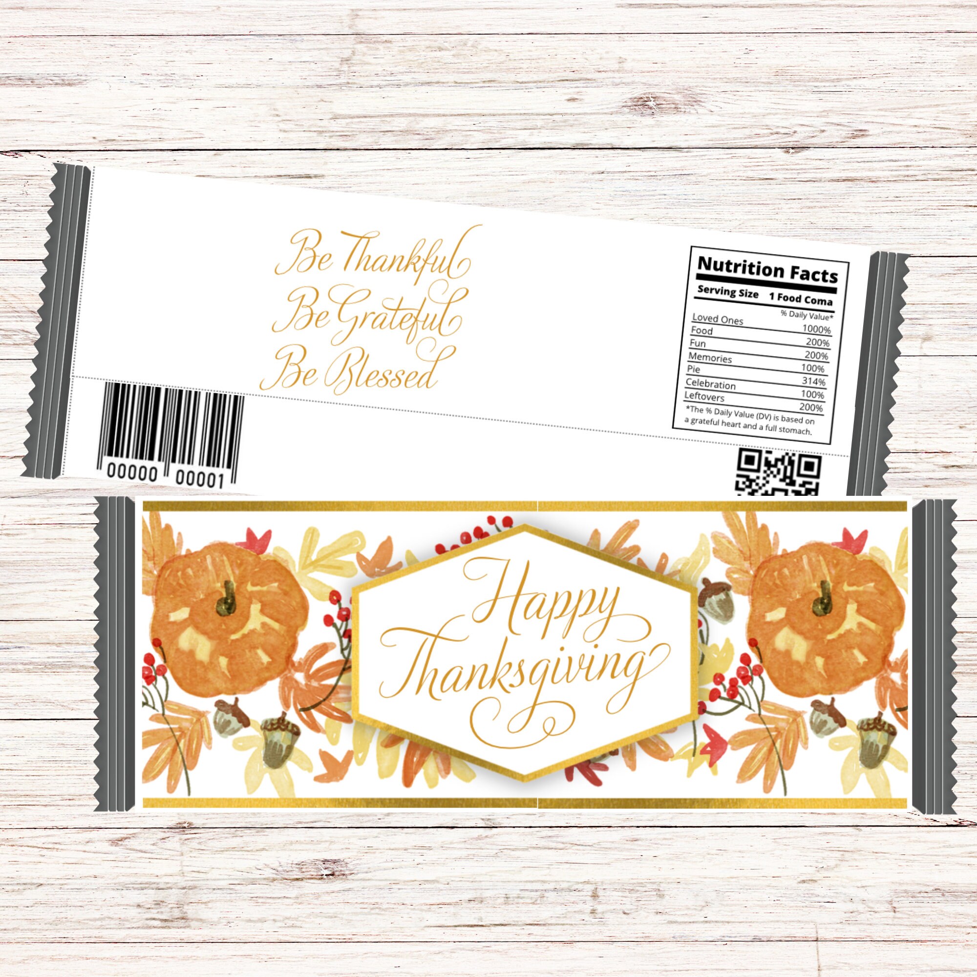 Thanksgiving Candy Bar Wrapper Printable, Instant Download, Friends ...