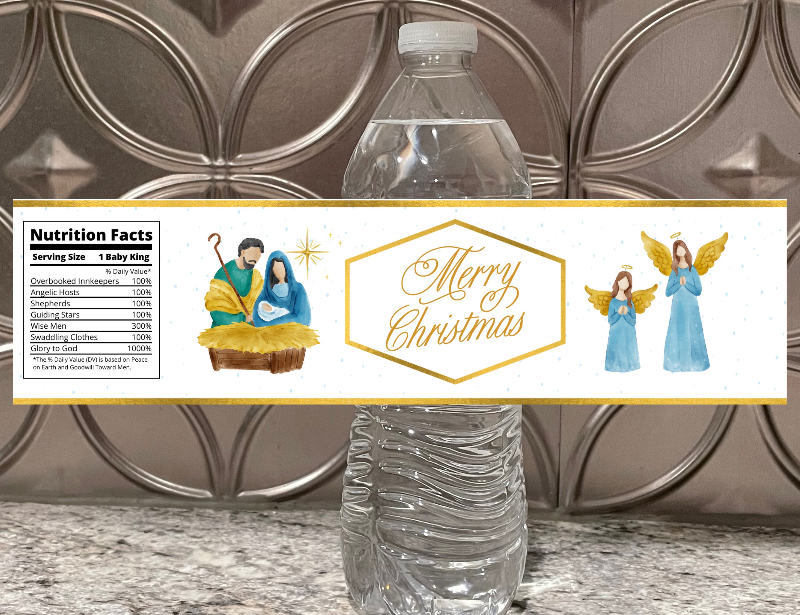 Christmas Water Bottle Labels Printable PDF - Etsy