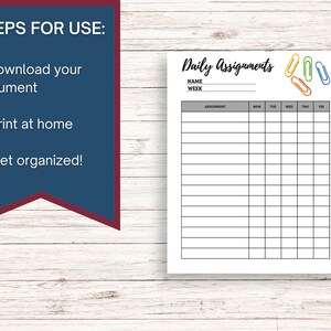 Homeschool Assignments Checklist Printable PDF - Etsy