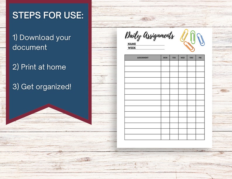 Homeschool Assignments Checklist Printable PDF - Etsy