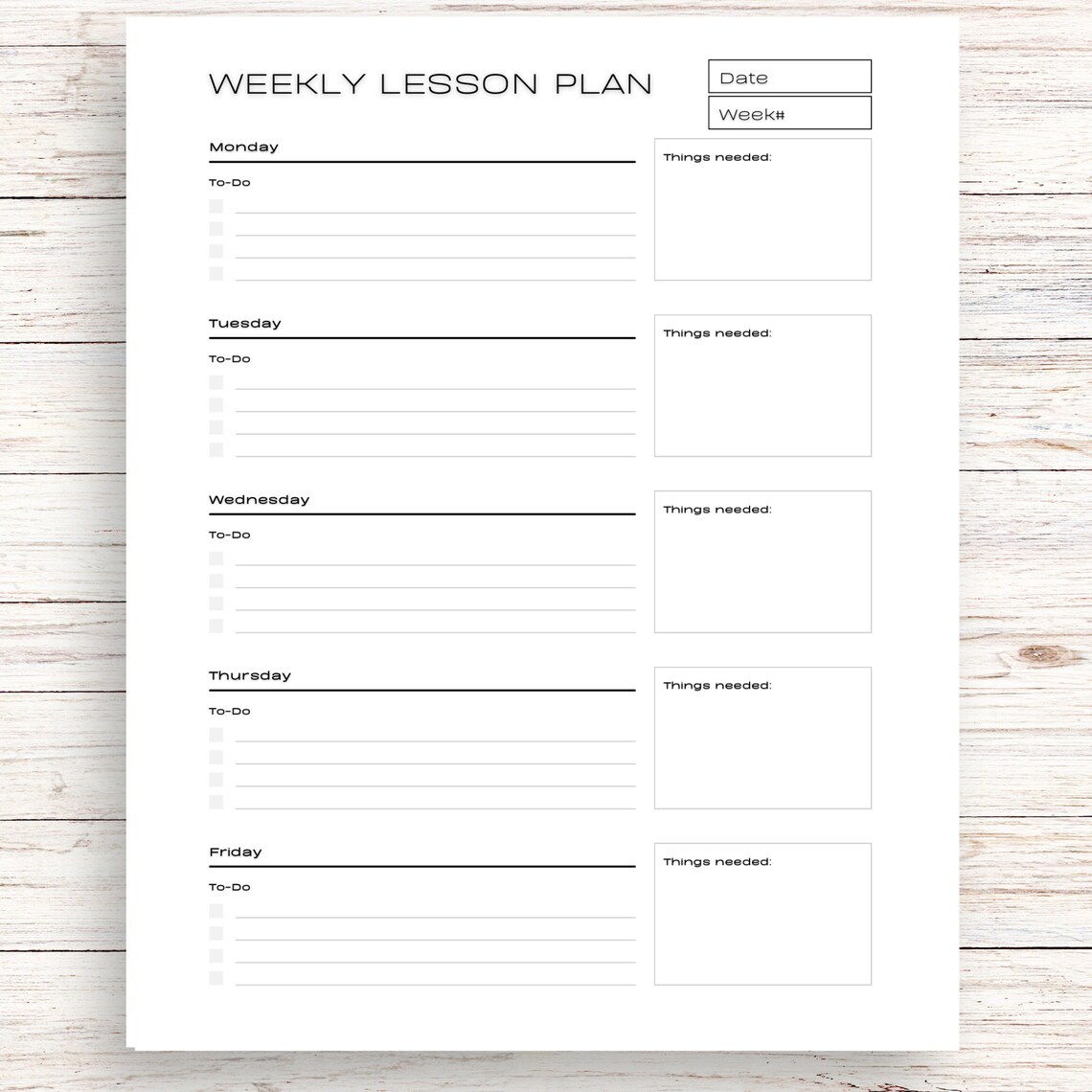 Homeschool Weekly Lesson Plan Printable PDF - Etsy