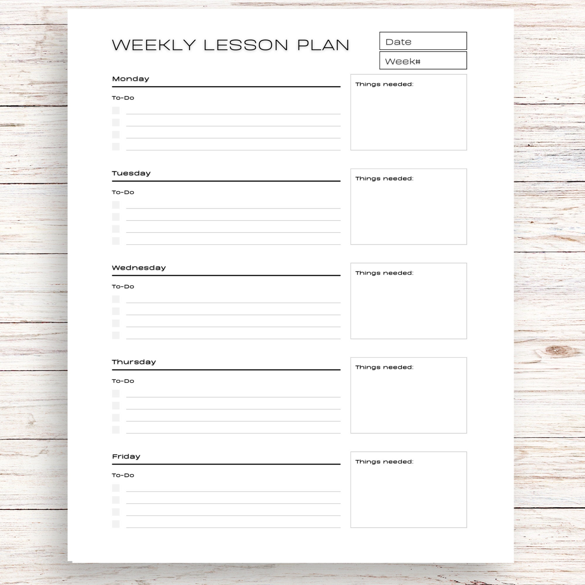 Homeschool Weekly Lesson Plan Printable PDF - Etsy