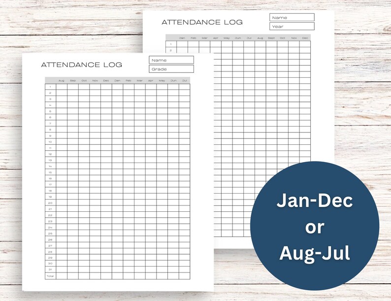 Homeschool Attendance Log Printable PDF - Etsy