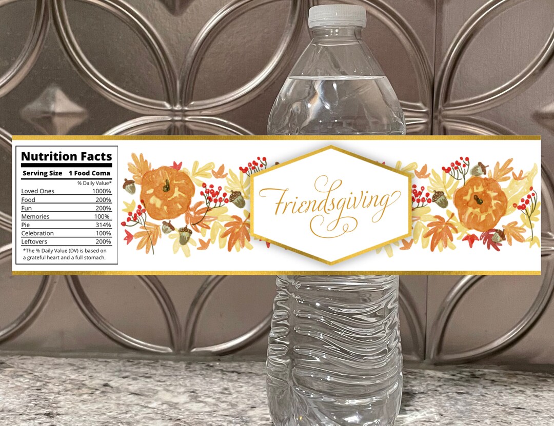 Printable Friendsgiving Water Bottle Labels Instant Download ...