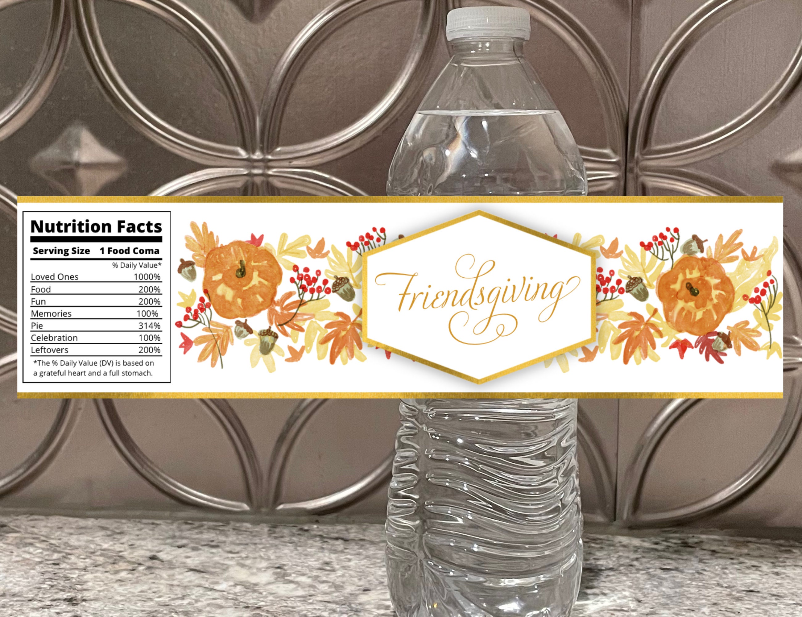 Printable Friendsgiving Water Bottle Labels Instant Download ...