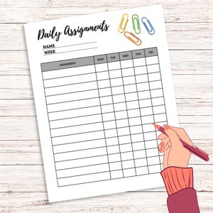 Homeschool Assignments Checklist Printable PDF - Etsy