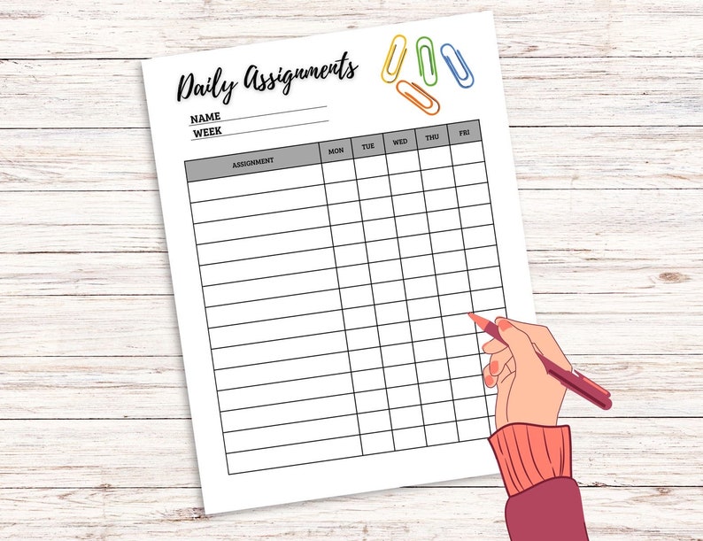 Homeschool Assignments Checklist Printable PDF - Etsy
