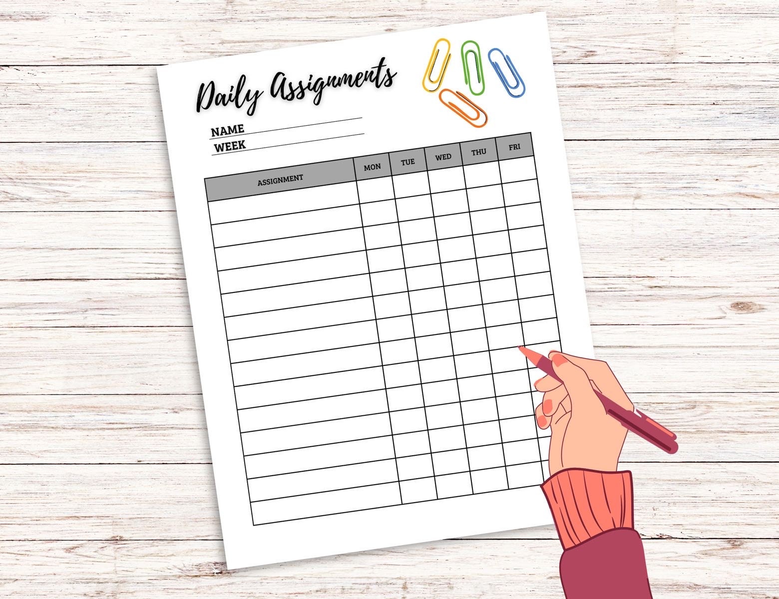 Homeschool Assignments Checklist Printable PDF - Etsy