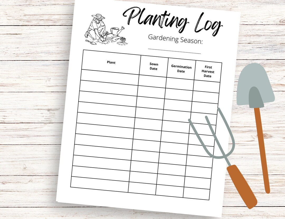 Planting Log Printable PDF - Etsy