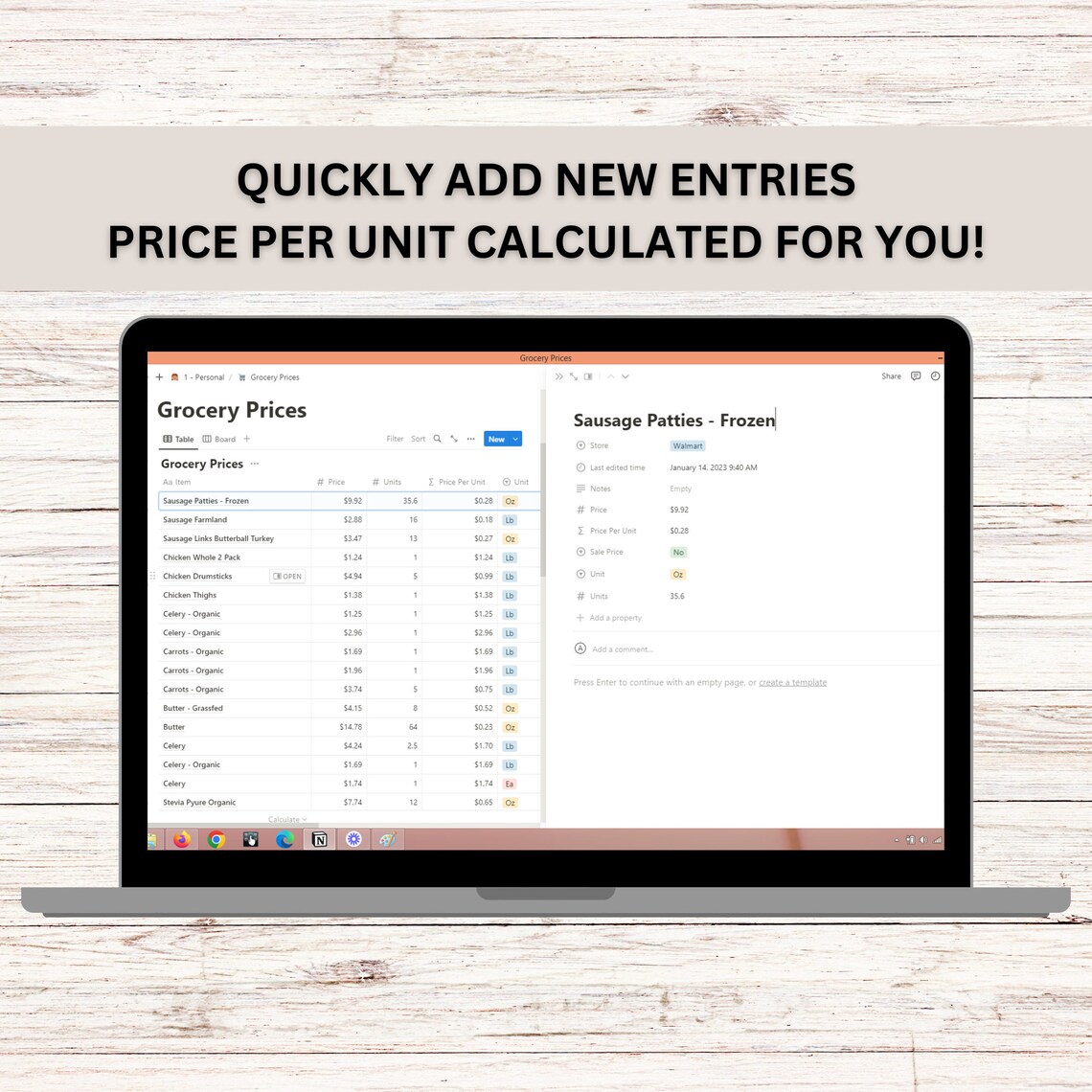Grocery Prices Tracker Template for Notion - Etsy