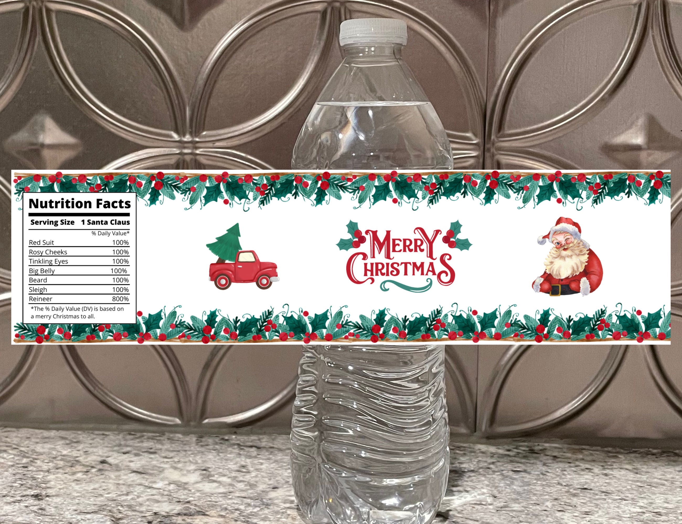 Christmas Water Bottle Labels Printable PDF - Etsy