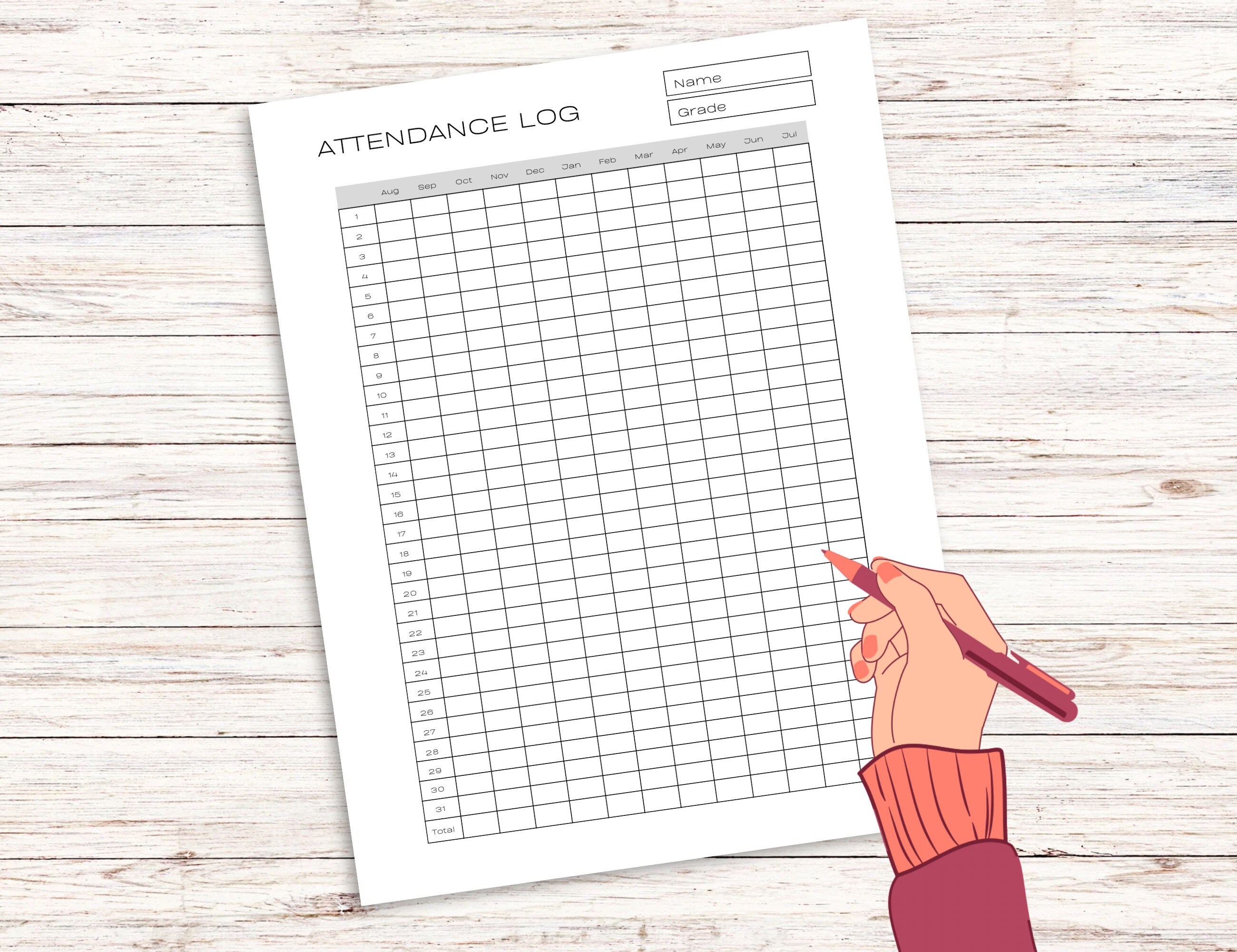 Homeschool Attendance Log Printable PDF - Etsy