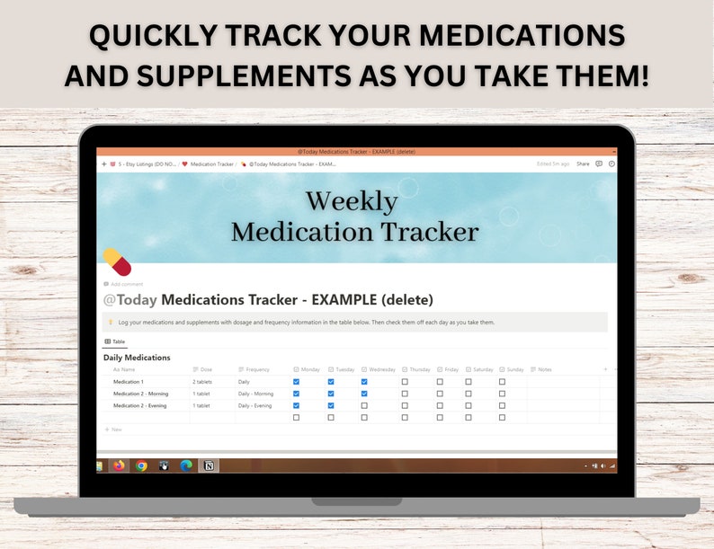 Medication Tracker Template for Notion - Etsy
