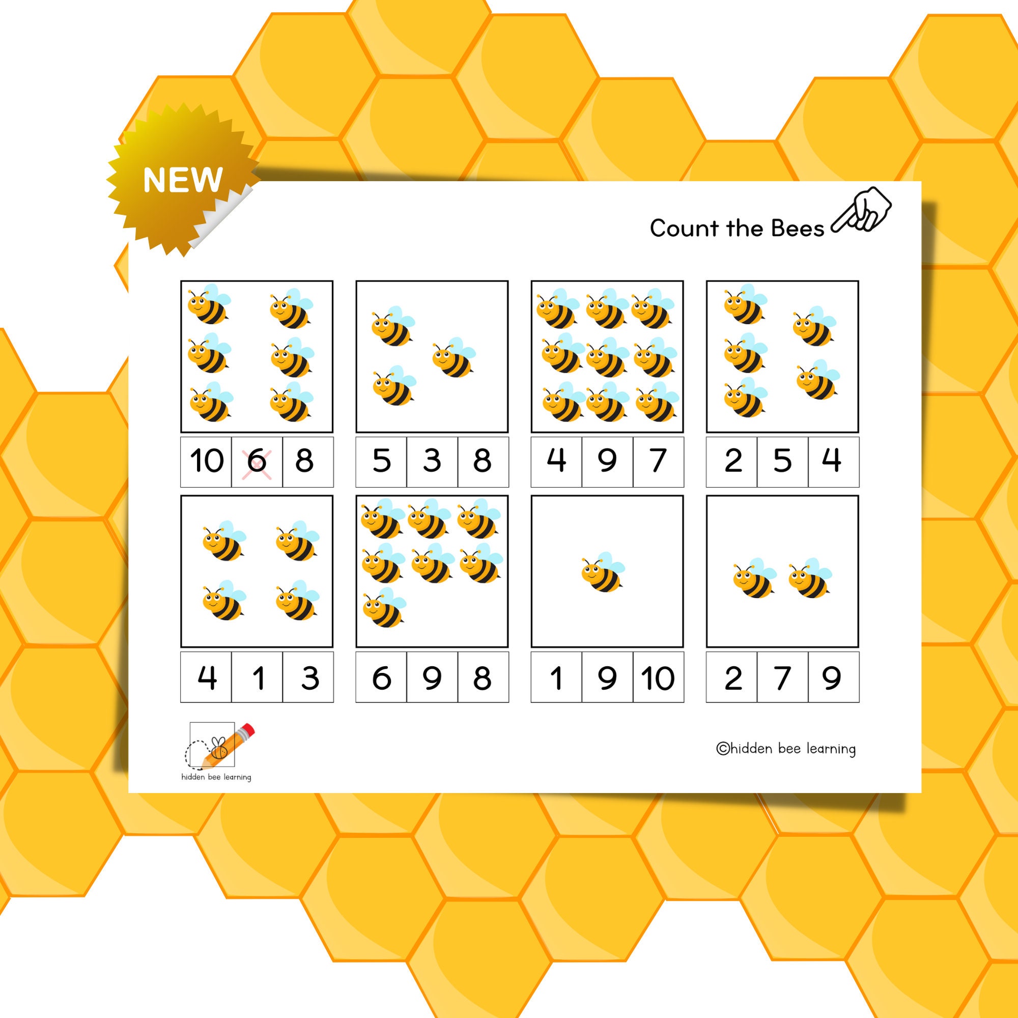 Counting Bees 1-10 Addition 1-10 Practice Counting - Etsy